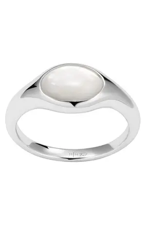 MADE BY MARY Mother Of Pearl Signet Ring - Silver