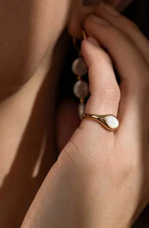 MADE BY MARY Mother Of Pearl Signet Ring - Silver