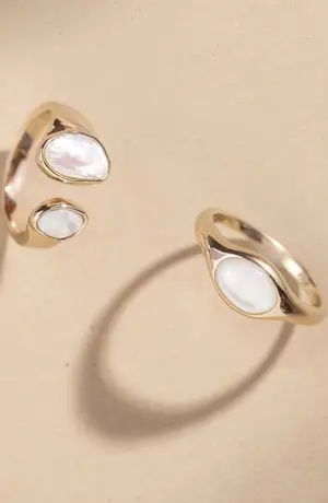 MADE BY MARY Mother Of Pearl Signet Ring - Silver