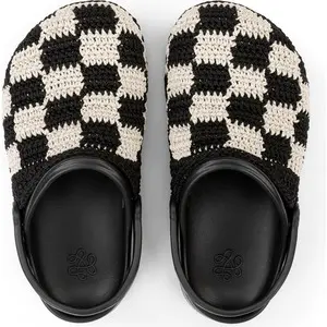 THE SAK Crocheted Clogs With Ankle Strap - Black Check