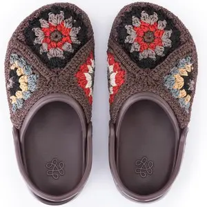 THE SAK Crocheted Clogs With Ankle Strap - Walnut Patch