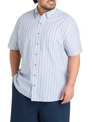 HARBOR BAY BY DXL Big & Tall Easy-care Striped Sport Shirt V2 - Multi