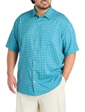 HARBOR BAY BY DXL Big & Tall Microfiber Plaid Sport Shirt V2