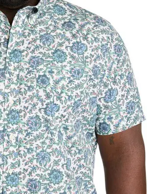 Brooks Brothers Big & Tall Floral Print Sport Shirt - Cream Multi