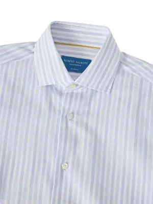 Robert Talbott Reynolds Cotton Linen Blend Shirt In Contemporary Fit - Blue Multi Thin Stripe