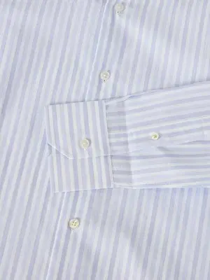 Robert Talbott Reynolds Cotton Linen Blend Shirt In Contemporary Fit - Blue Multi Thin Stripe