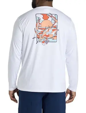 Columbia Big & Tall Fish Crab Long-sleeve Graphic Tee - White