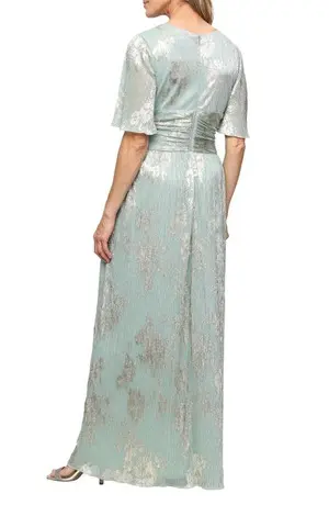 SL FASHIONS Metallic Jacquard Gown
