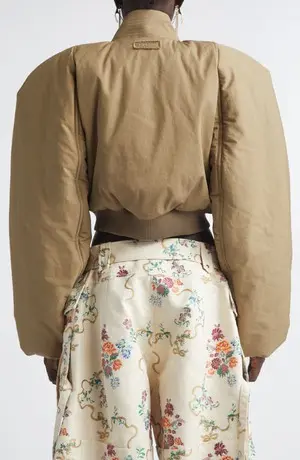 Alexander McQueen Cropped Bomber Jacket - Khaki