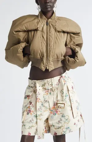 Alexander McQueen Cropped Bomber Jacket - Khaki