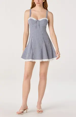 Astr The Label Nicolette Lace & Gingham Minidress