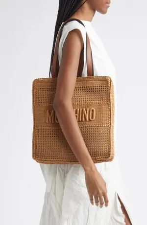 Moschino Logo Woven Shopper Tote - Hide