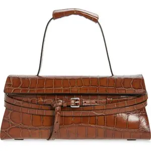 Moschino Croc Embossed Leather East/west Shoulder Bag