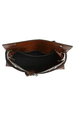 Moschino Croc Embossed Leather East/west Shoulder Bag