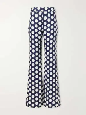 Cara Cara Cara Cara Polka Dot Linen Wide-Leg Pants Navy