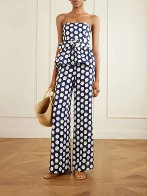 Cara Cara Polka Dot Linen Wide-leg Pants