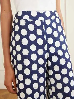 Cara Cara Polka Dot Linen Wide-leg Pants