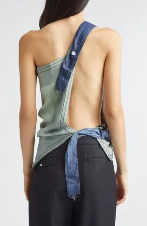 MAGLIANO Manifesto Silk Scarf One-shoulder Halter Top