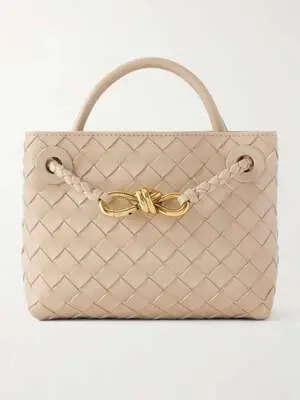 Bottega Veneta Bottega Veneta Mini Andiamo Intrecciato Leather Tote Ecru