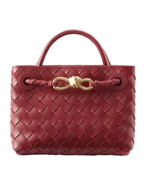 Bottega Veneta Bottega Veneta Mini Andiamo Intrecciato Leather Tote Red