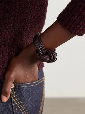 Bottega Veneta Knot Gold-plated Leather Bracelet