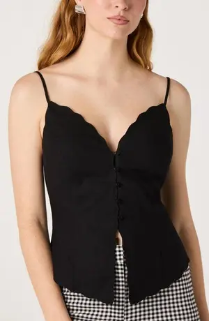 Astr The Label Odette Scallop Hem Camisole - Black