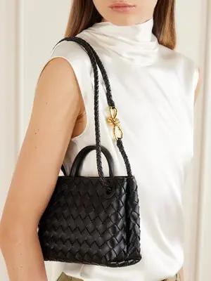 Bottega Veneta Mini Andiamo Intrecciato Leather Tote - Black