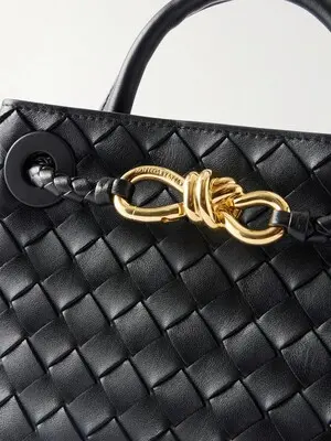 Bottega Veneta Mini Andiamo Intrecciato Leather Tote - Black