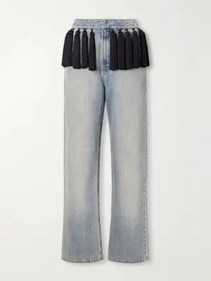 Alaïa Tasseled Low-rise Straight-leg Jeans - Blue