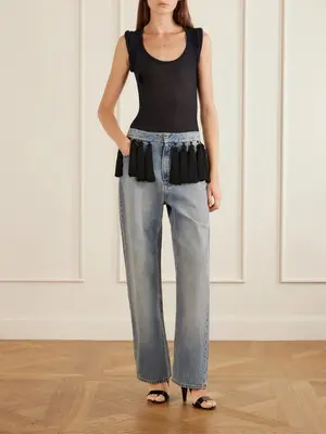 Alaïa Tasseled Low-rise Straight-leg Jeans