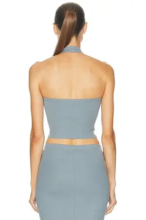 Eterne Halterneck Cropped Ribbed Jersey Top