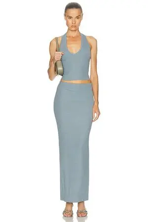 Eterne Halterneck Cropped Ribbed Jersey Top