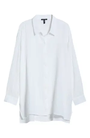 Eileen Fisher Classic Collar Organic Cotton Button-up Shirt