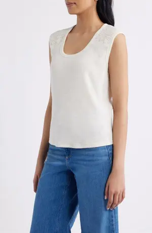 CITY BLUES Ribbed Acid Wash Tank - Cream