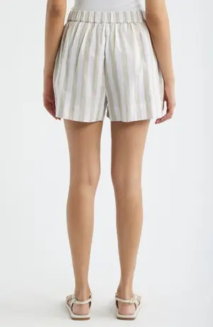 CITY BLUES Striped High-waisted Shorts - Sand