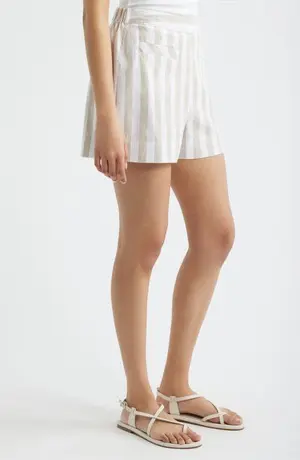 CITY BLUES Striped High-waisted Shorts - Sand