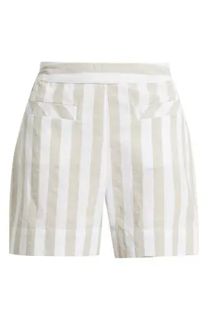 CITY BLUES Striped High-waisted Shorts - Sand