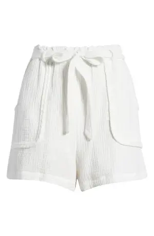 CITY BLUES Woven Cotton Shorts - White