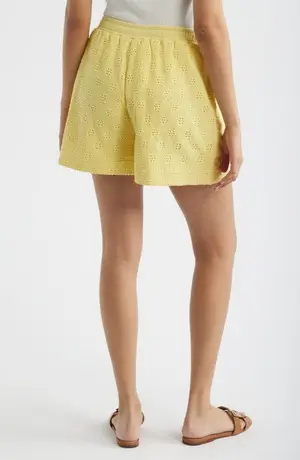 CITY BLUES Eyelet Drawstring Relaxed-fit Shorts - Sunshine