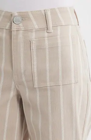 CITY BLUES Striped Crop Wide Leg Pants - Latte/cafe