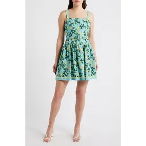 Julia Jordan Printed Cotton Mini Dress - Blue Multi