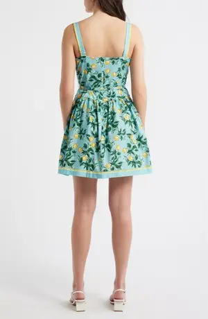Julia Jordan Printed Cotton Mini Dress - Blue Multi