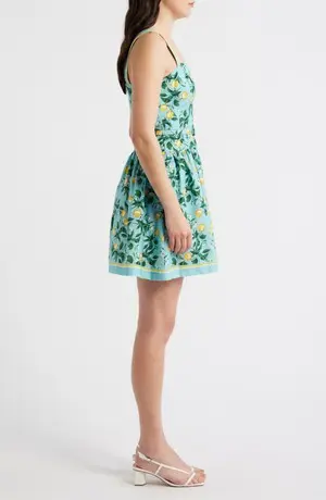 Julia Jordan Printed Cotton Mini Dress - Blue Multi