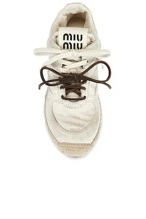 Miu Miu Washed Canvas Espadrille Sneakers