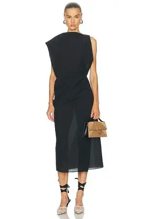 Jacquemus La Robe Drap One-shoulder Poplin Dress