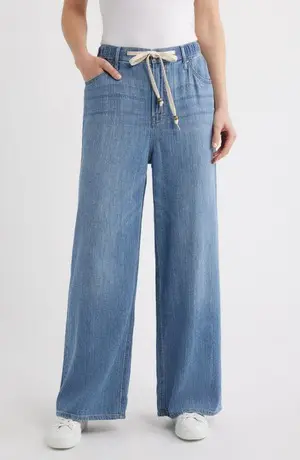 CITY BLUES Drawstring Wide Leg Jeans