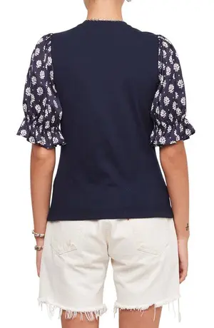 Fifteen Twenty Tamra Contrast Puff Sleeve Henley