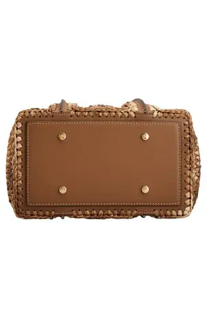 TOD'S T-timeless Raffia & Leather Shopper - Brown
