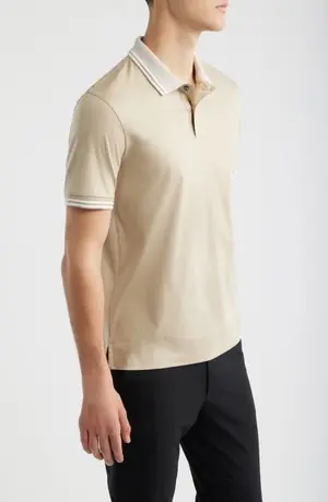 BOSS Phillipson Tipped Cotton Polo - Open Beige