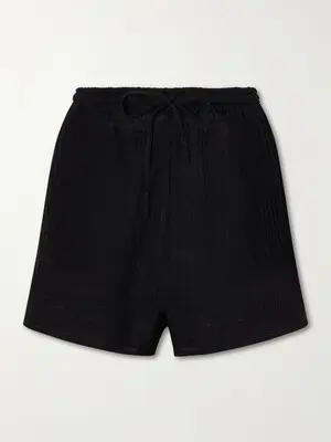 Le Kasha Tabag Linen Mini Shorts - Black